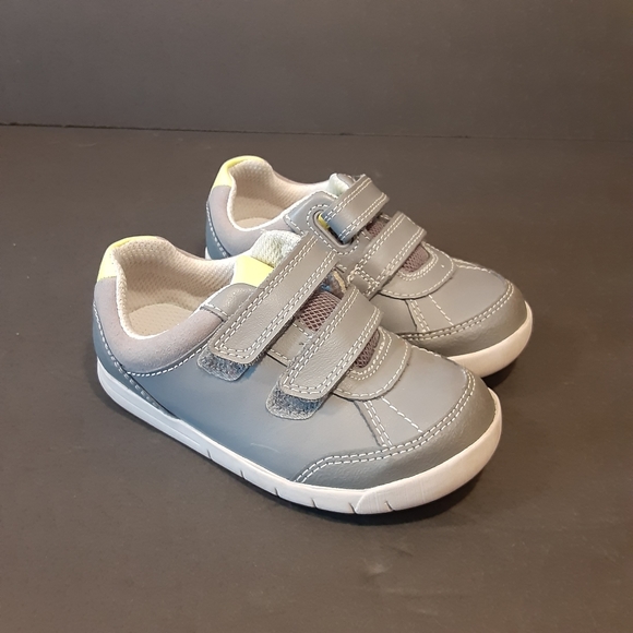 Clarks | Shoes | Clarks Kids Emery Sky Boys Grey Leather Velcro Loafer ...